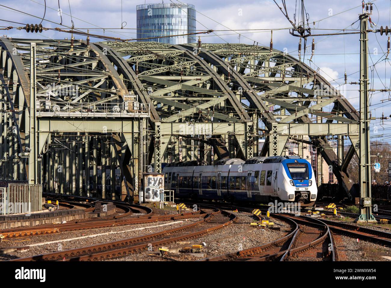National Express regional train coming from Hohenzollern bridge in the ...