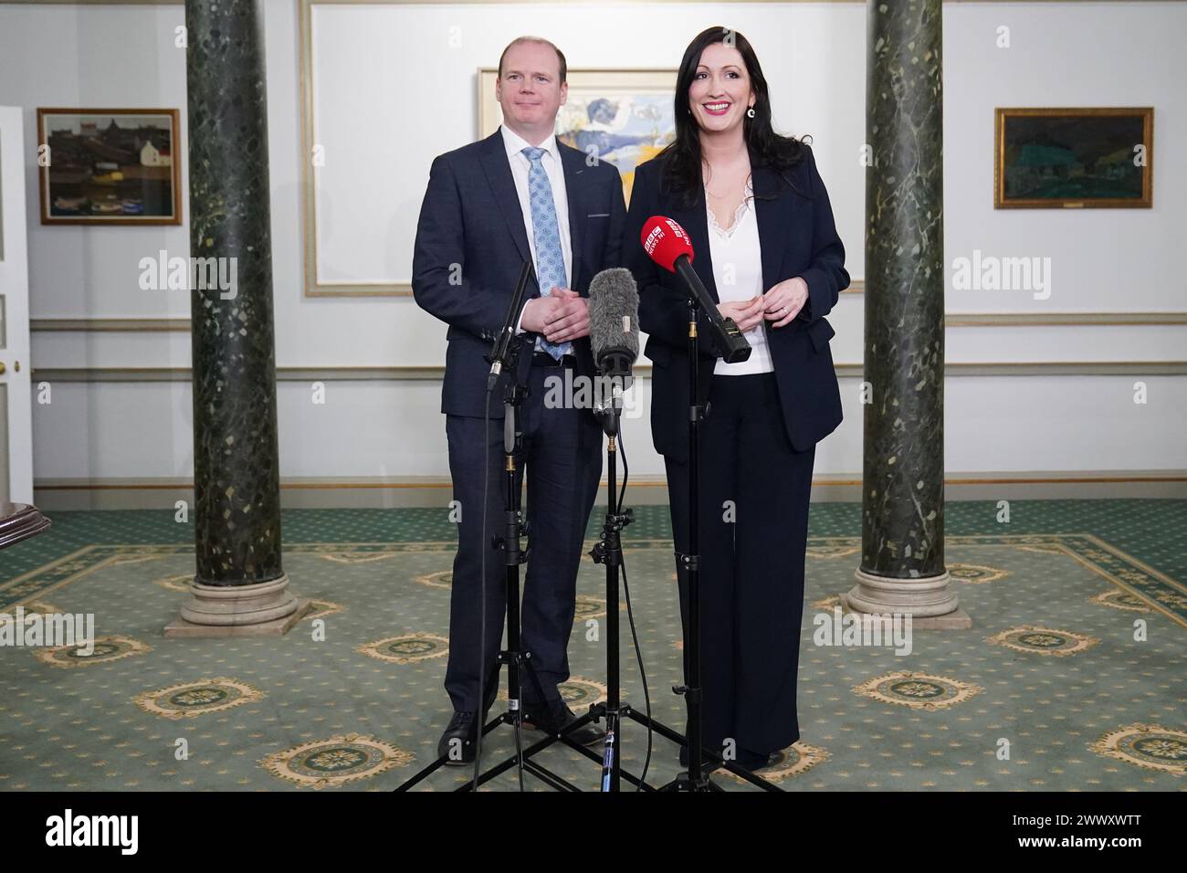 Communities Minister Gordon Lyons and Deputy First Minister Emma Little ...