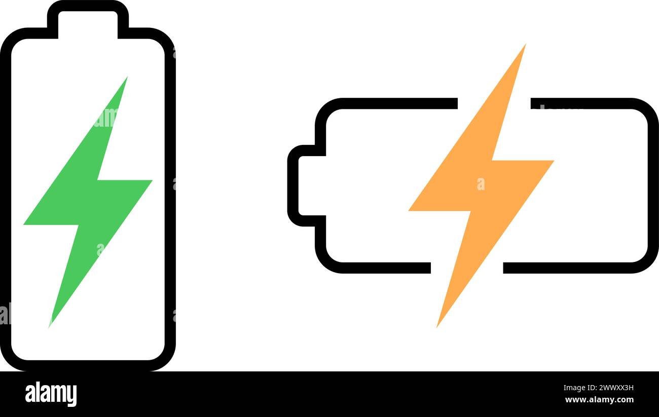 Set of accumulator battery full and half charge icons Stock Vector ...
