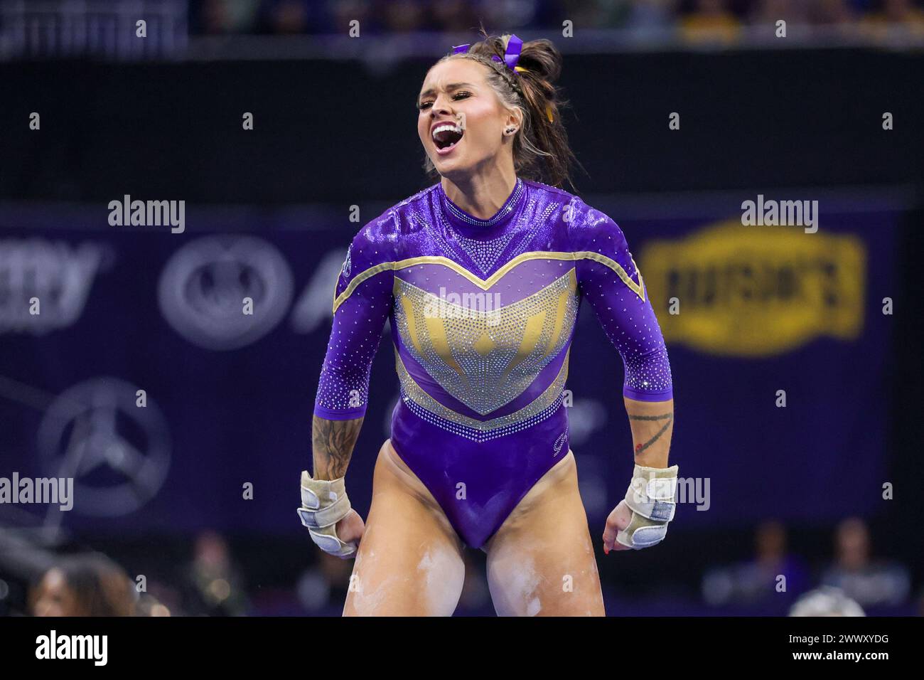 New Orleans, LA, USA. 23rd Mar, 2024. LSU's KJ Johnson celebrates after ...