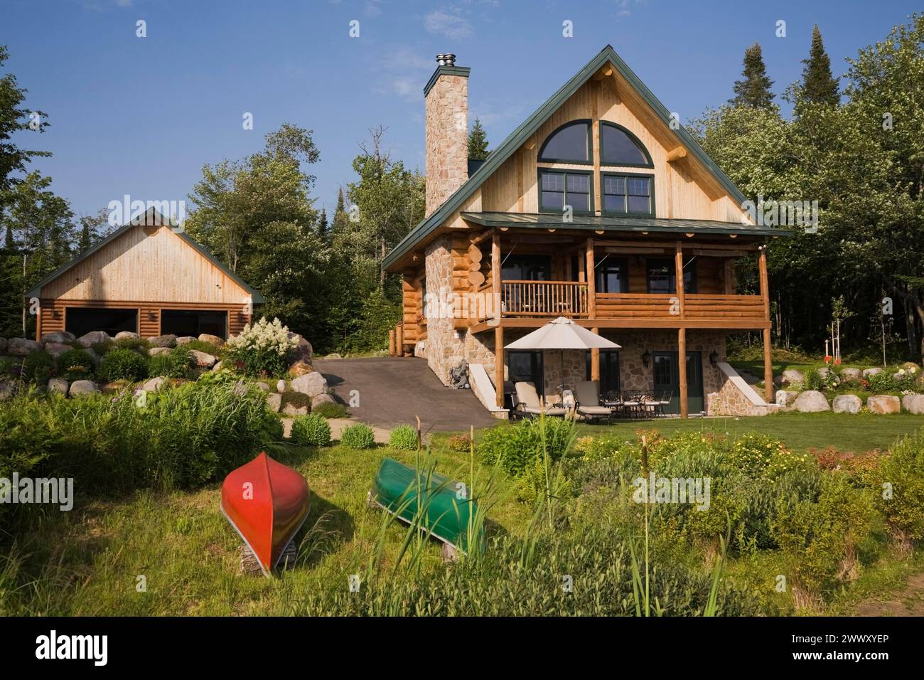 Two Story Log Home Garage 20' X 30' One Bedroom Cabin With Garage And