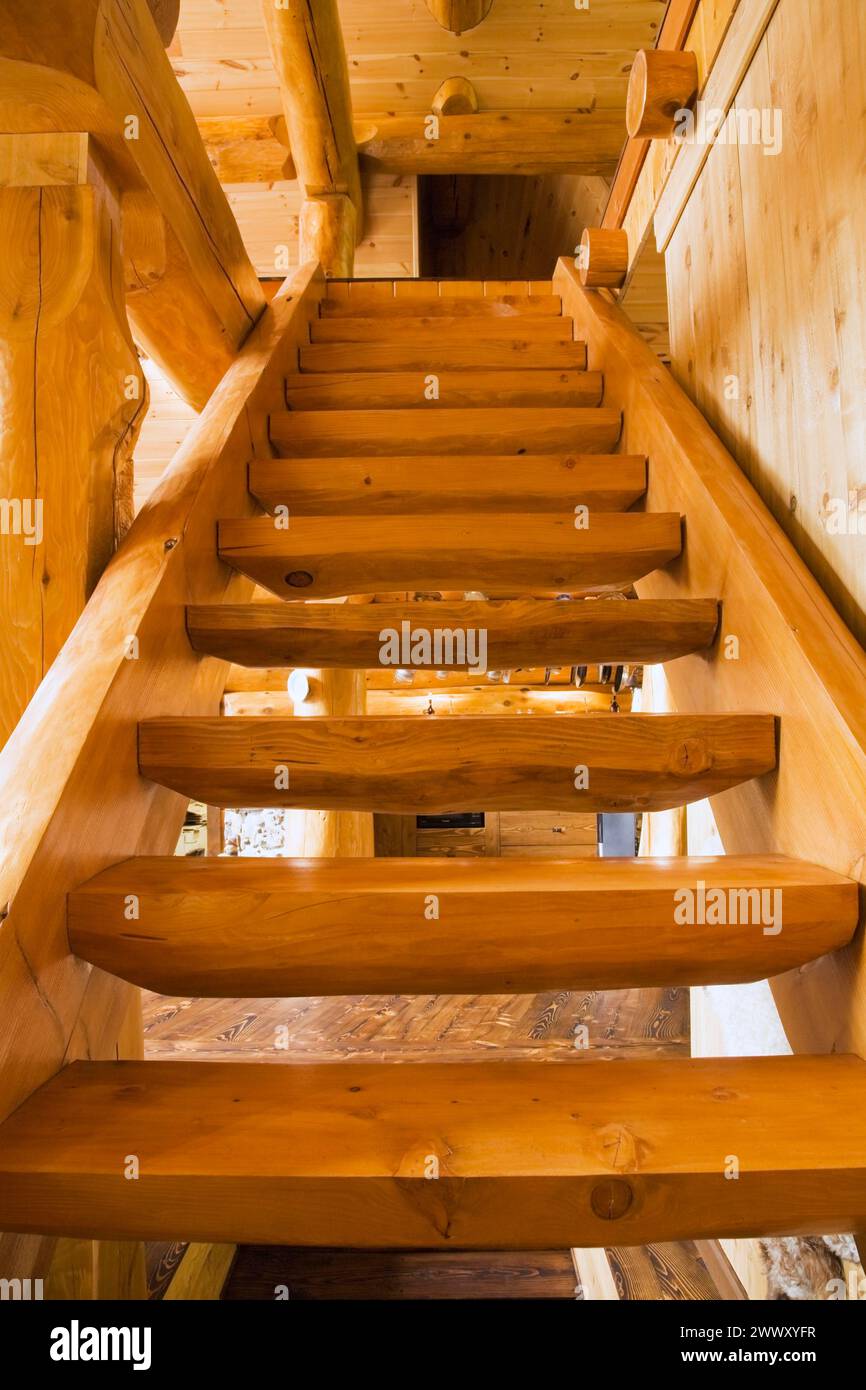 Red Cedar Log Stairs Cedar Half Log Staircase Homestead Timbers