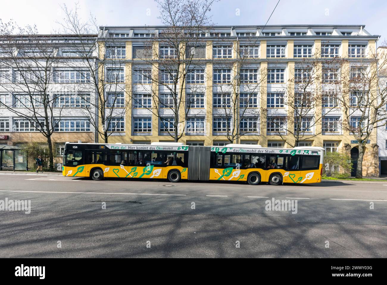 Bus stop for SSB AG buses, with advertisement Oekomobil, the buses run ...