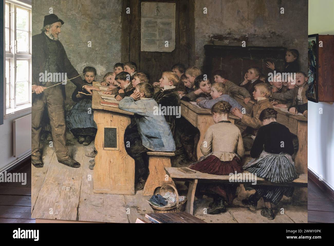 The village school, a painting by Albert Anker from 1848 in a classroom ...