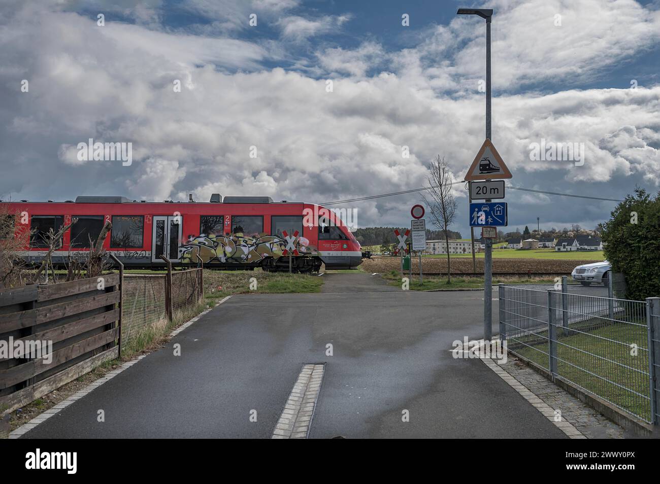 German railroad crossing sign hi-res stock photography and images - Alamy