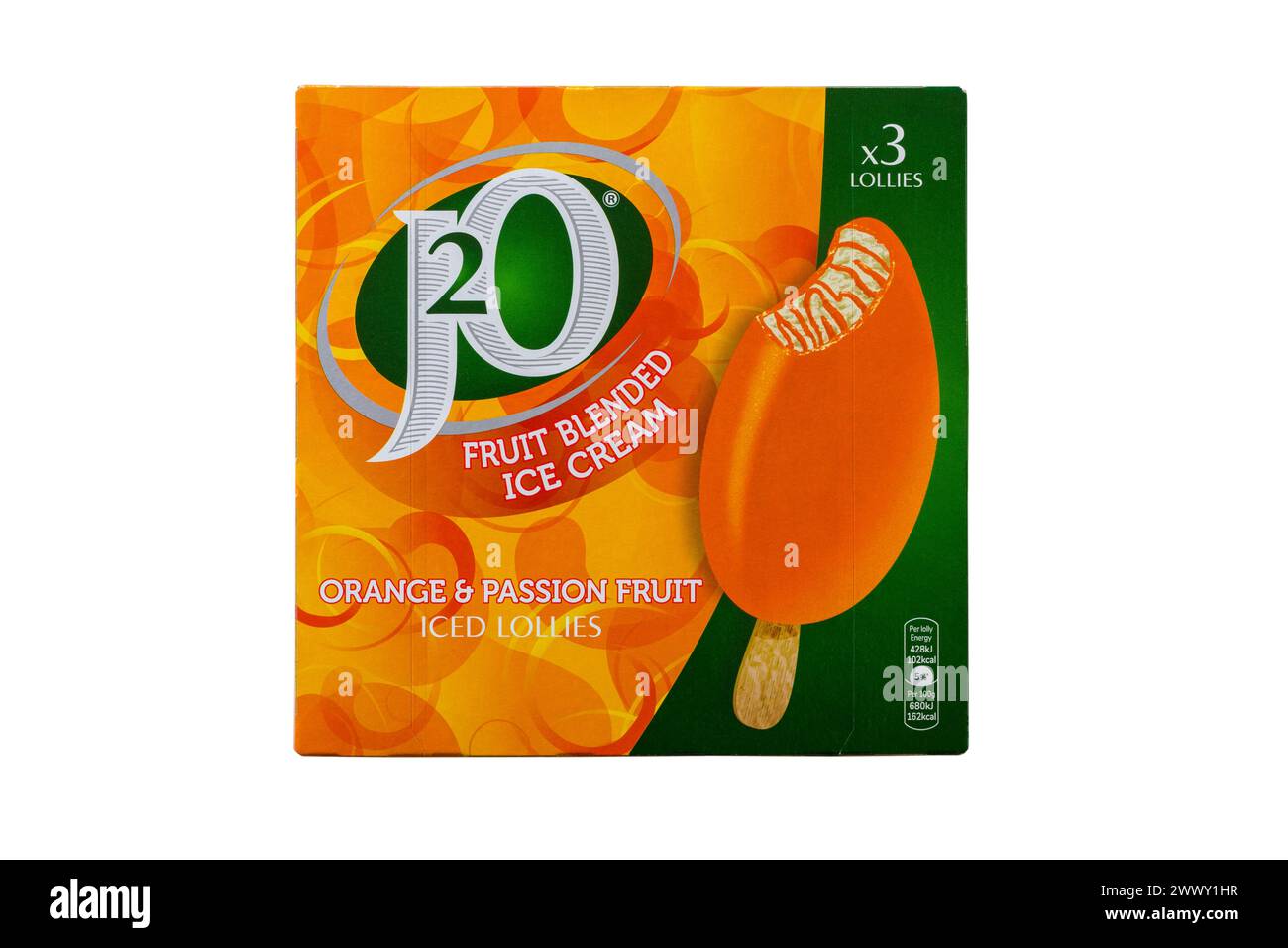 Pack of J2O fruit blended ice cream orange & passion fruit iced lollies ...