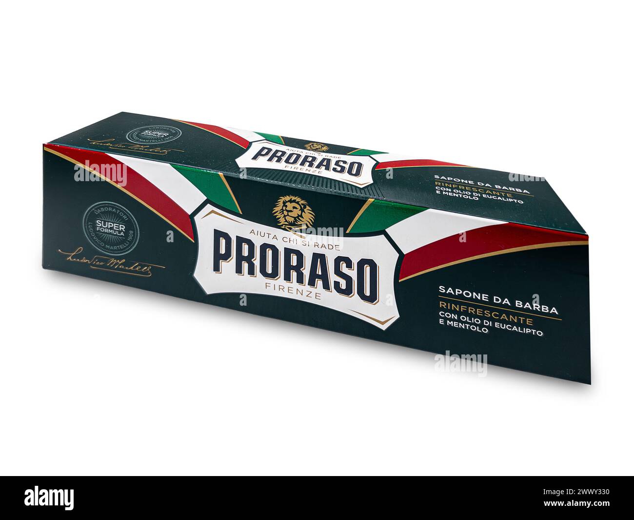 Italy - March 13, 2024: Proraso shaving soap in isolated packaging on ...