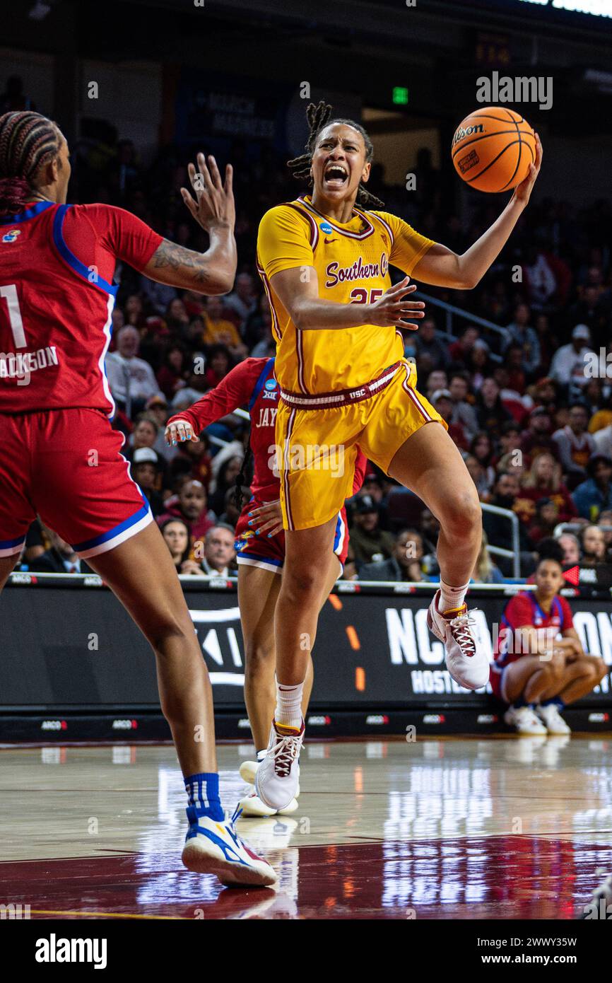 USC Trojans guard McKenzie Forbes (25) shoots over Kansas Jayhawks ...