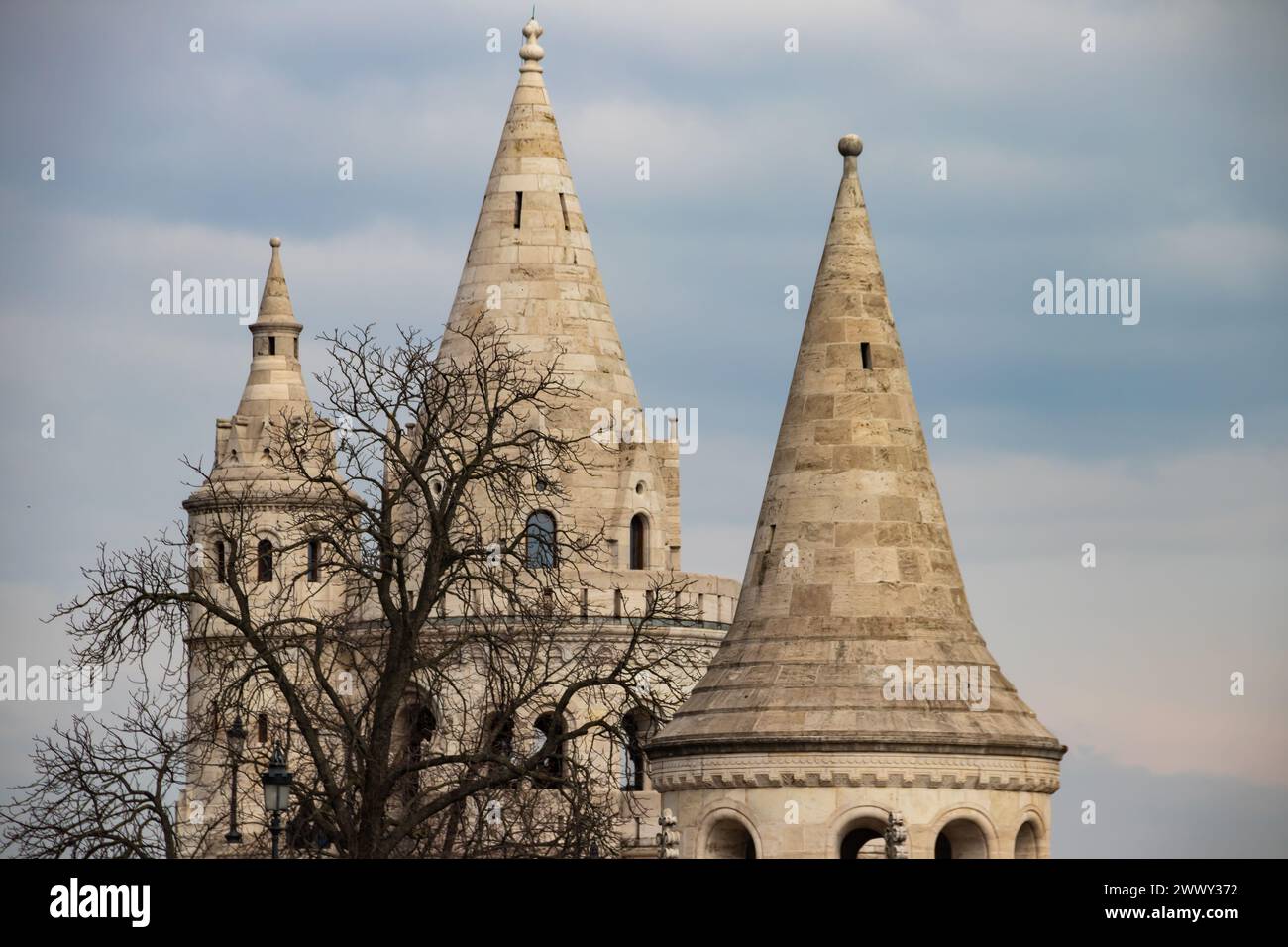 Fisherman's Bastion in Budapest (hungarian: Halszbstya), structure with ...