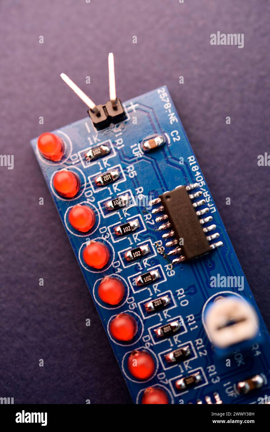 A printed circuit board with radio elements. LEDs and chips. A set for ...