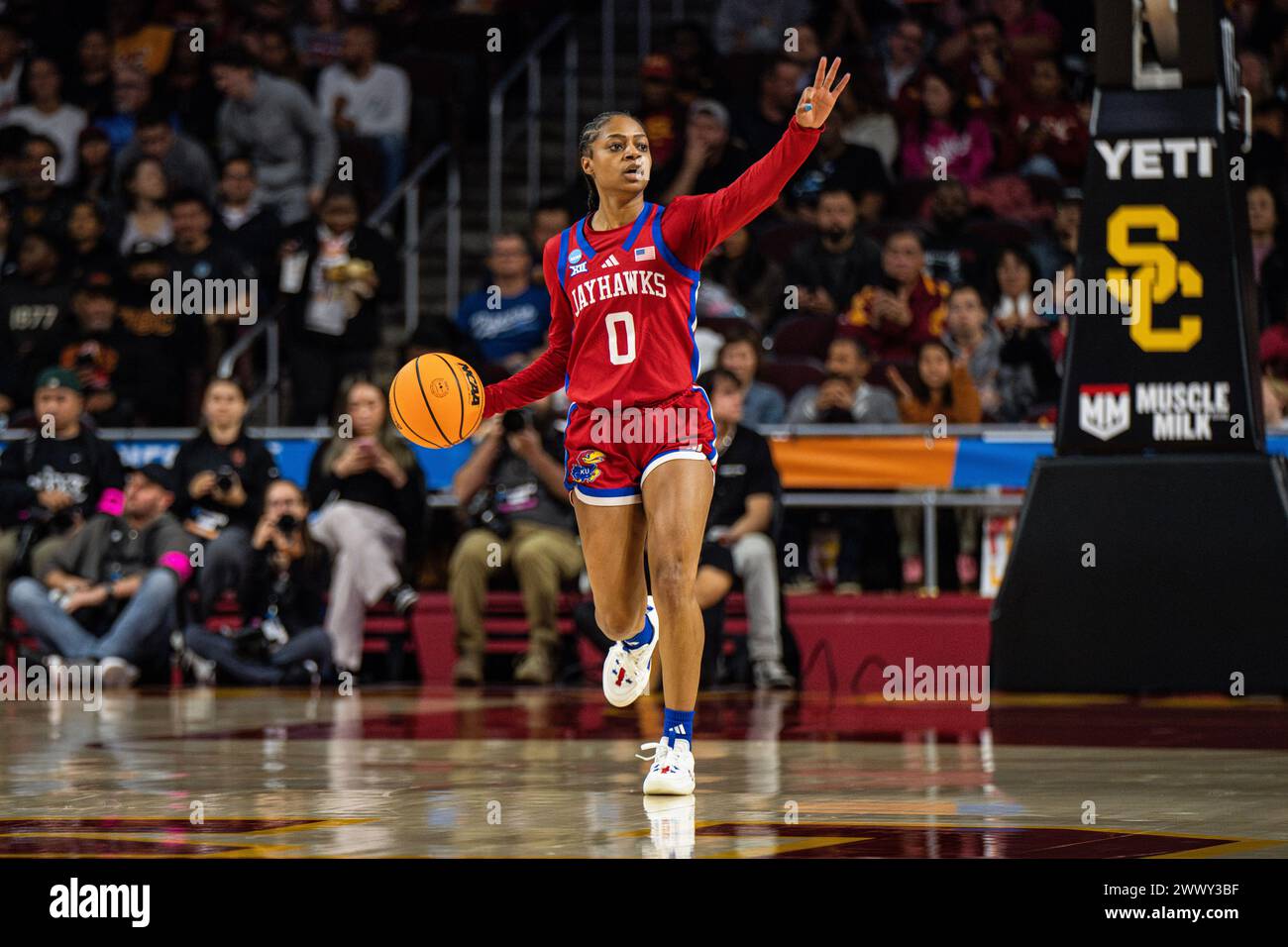 Kansas Jayhawks guard Wyvette Mayberry (0) during the second round of ...