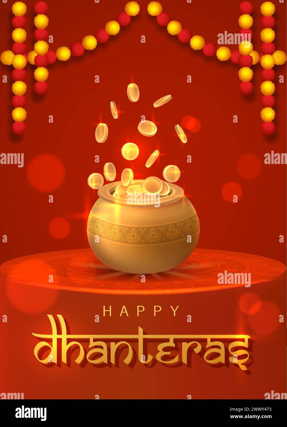 Happy Dhanteras Poster Design Vector Illustration. Illustration of Gold ...