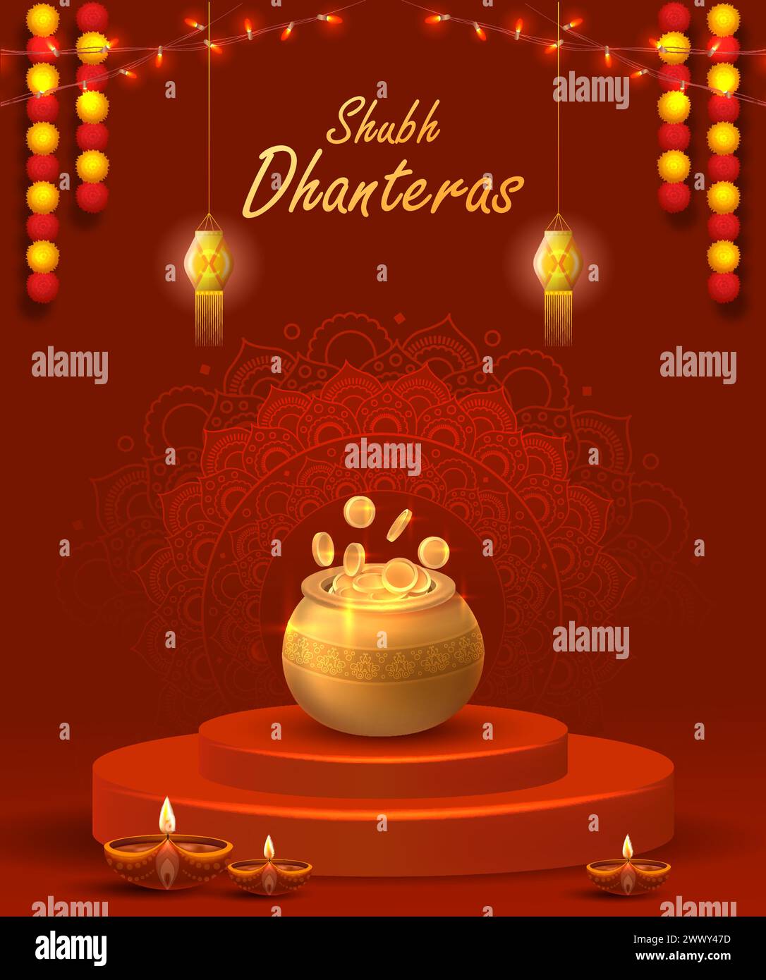 Happy Dhanteras Poster Design Vector Illustration. Illustration of Gold ...