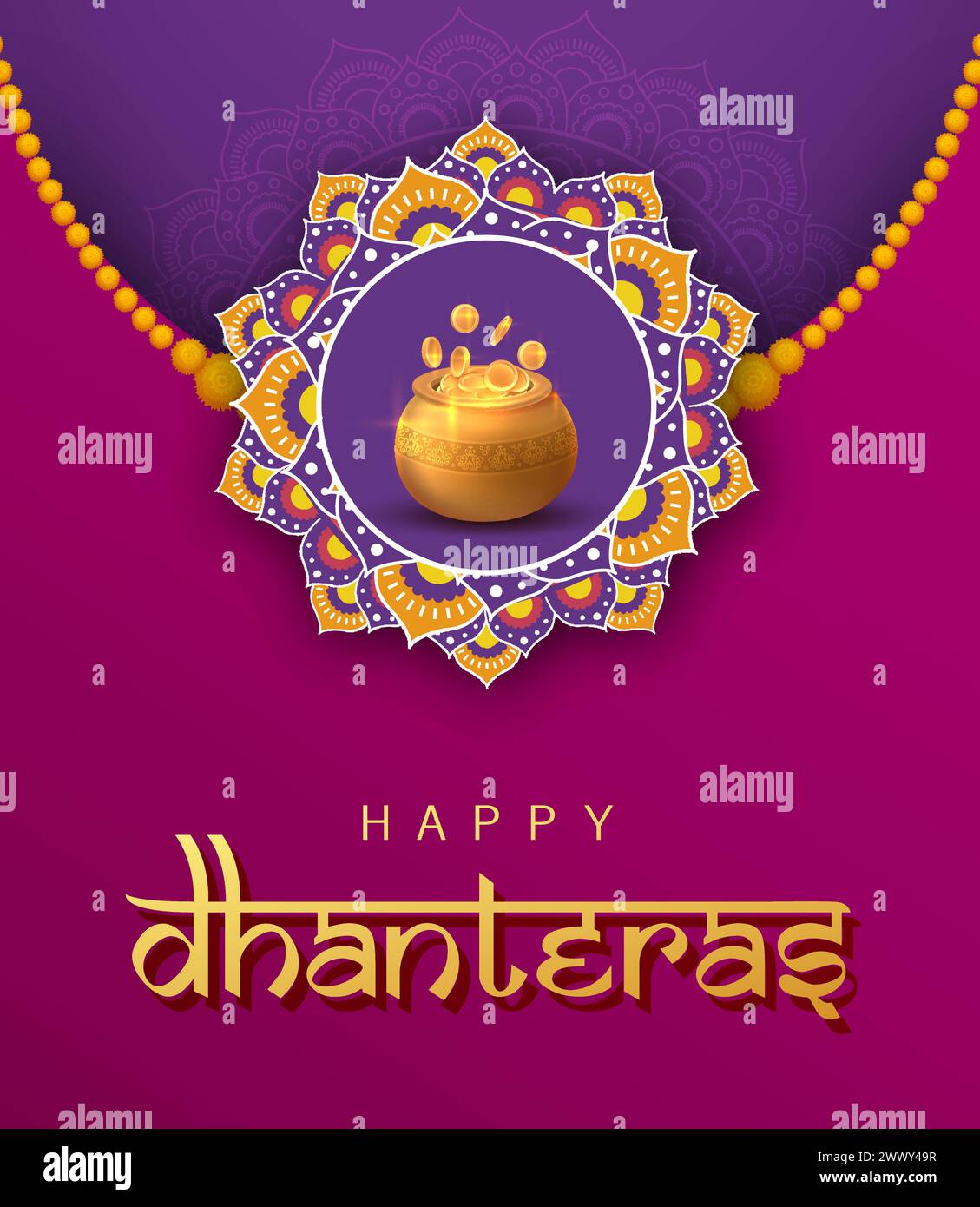 Happy Dhanteras Poster Design Vector Illustration. Illustration of Gold ...