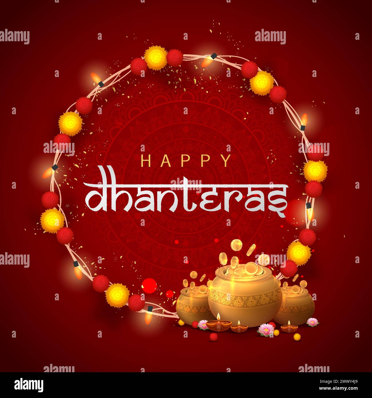 Happy Dhanteras Poster Design Vector Illustration. Illustration of Gold ...