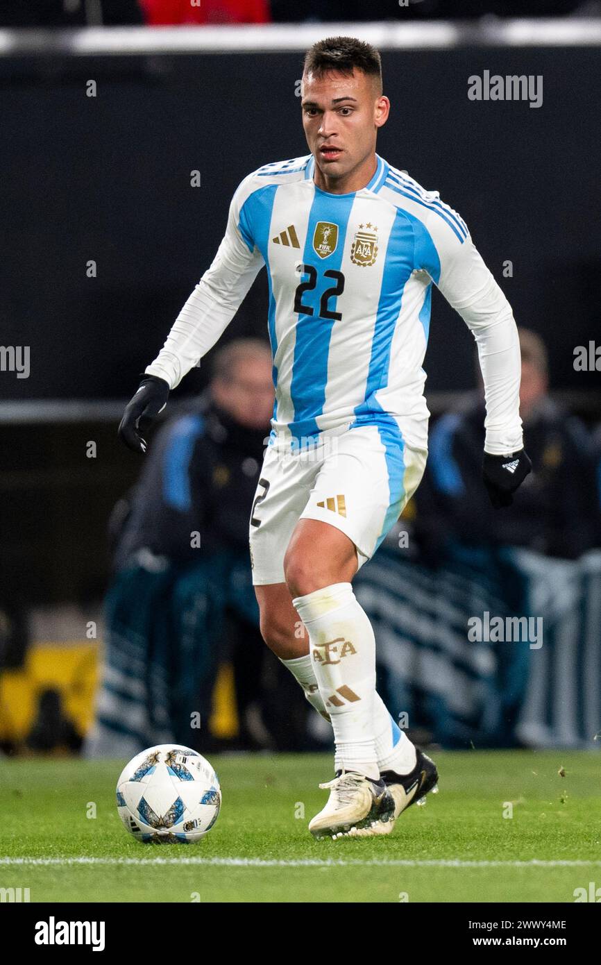 Argentina's Lautaro Martinez in action during the second half of an ...