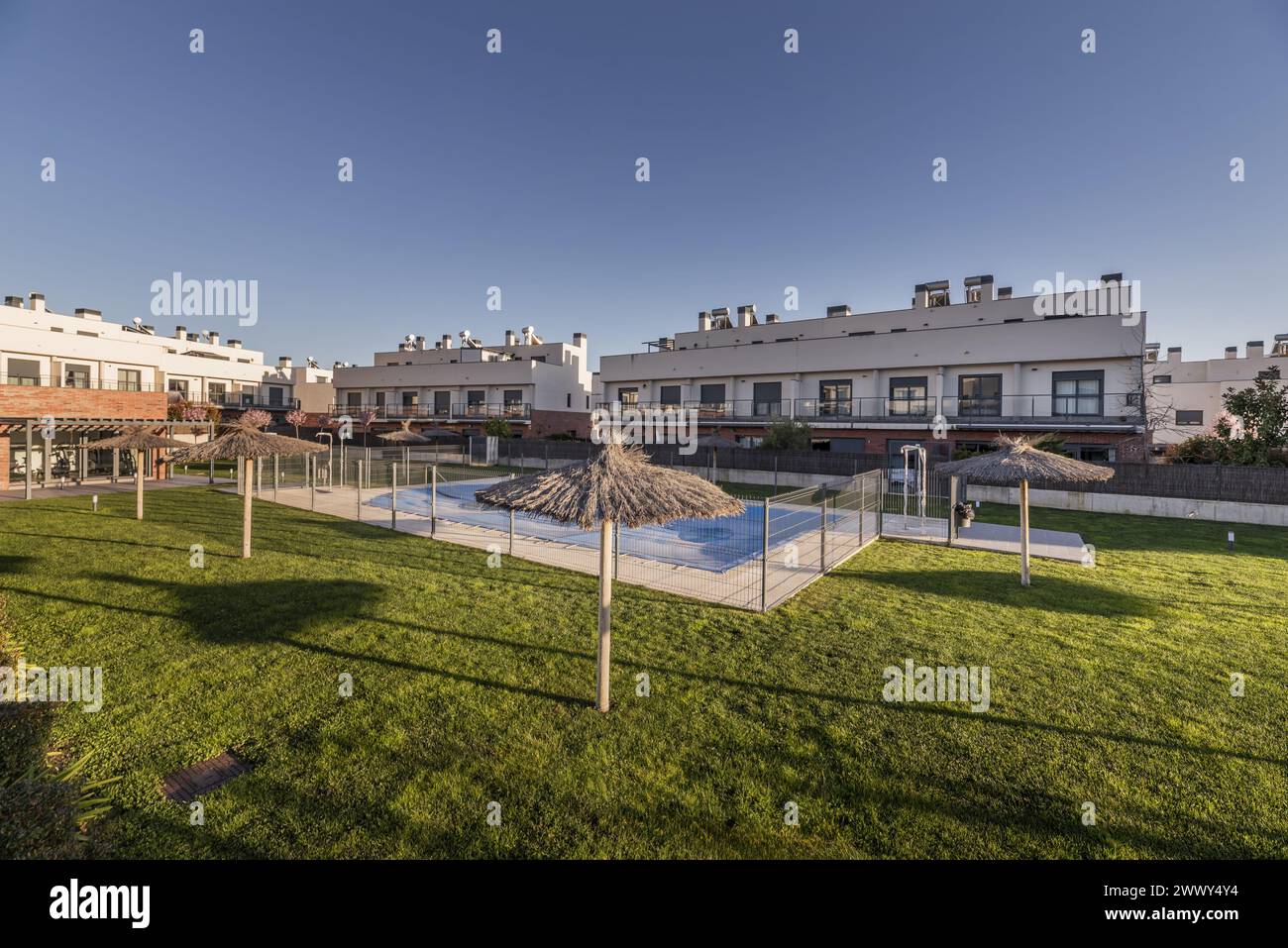 Interior area of a block with single-family residential buildings on a ...