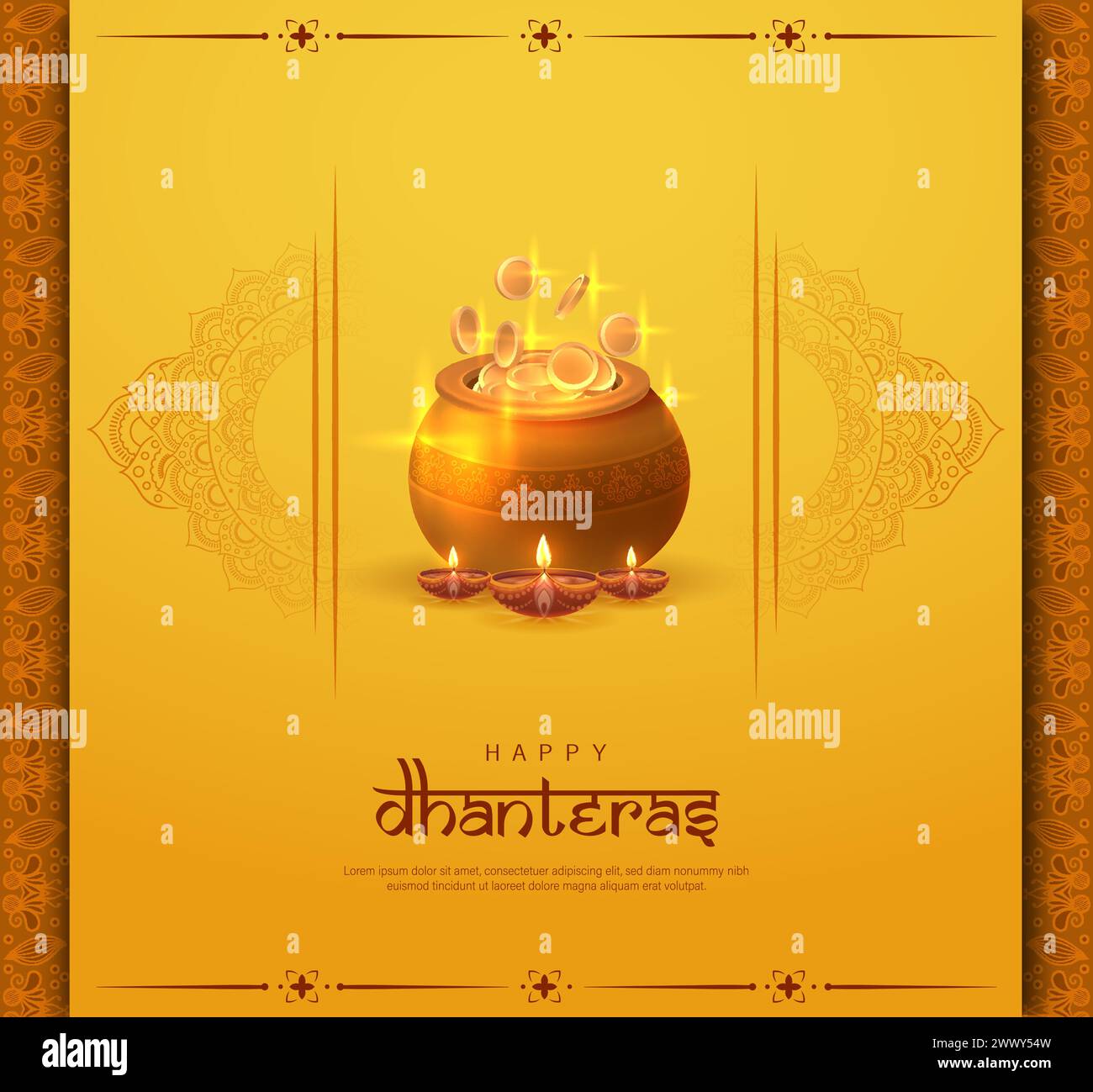 Happy Dhanteras Poster Design Vector Illustration. Illustration of Gold ...