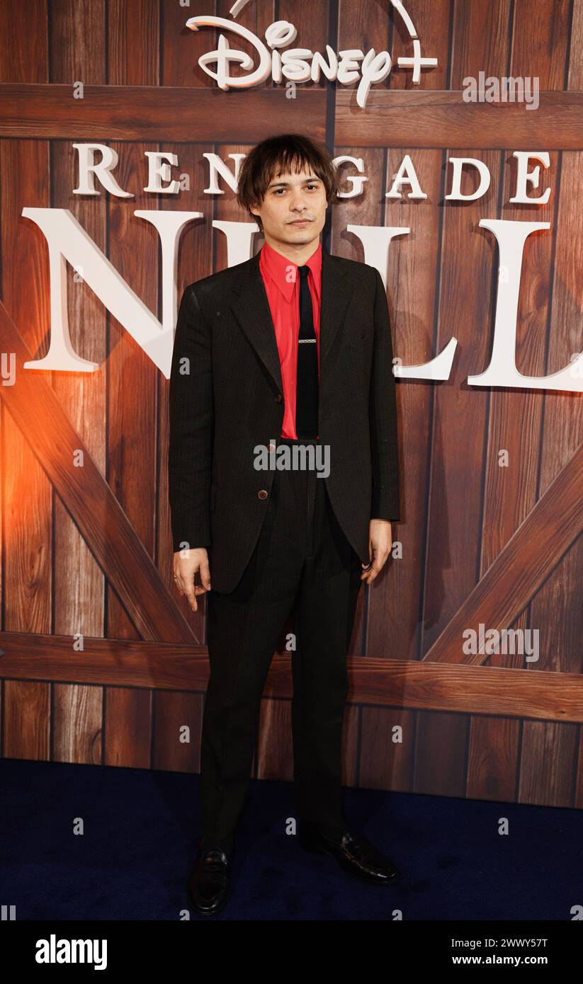 Frank Dillane attends the world premiere of the Disney+ series Renegade ...