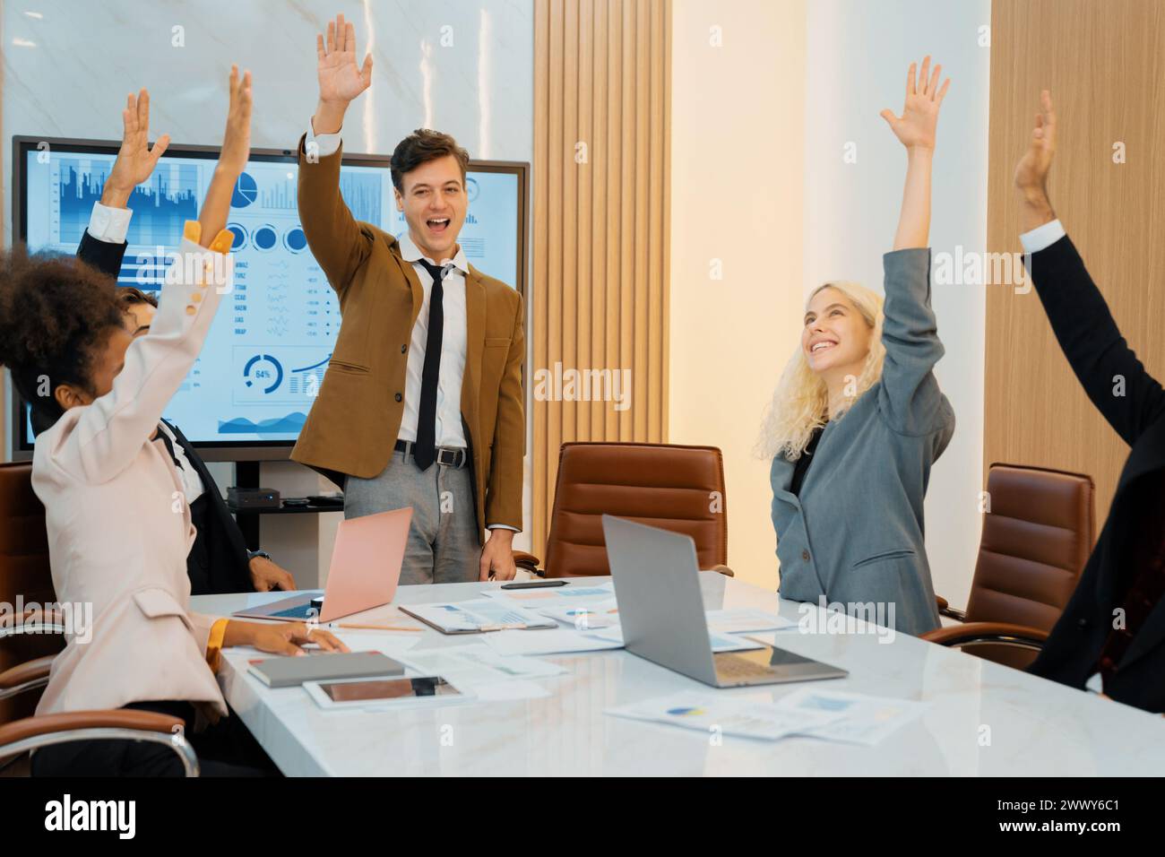 Multiethnic women raising hands up hi-res stock photography and images ...