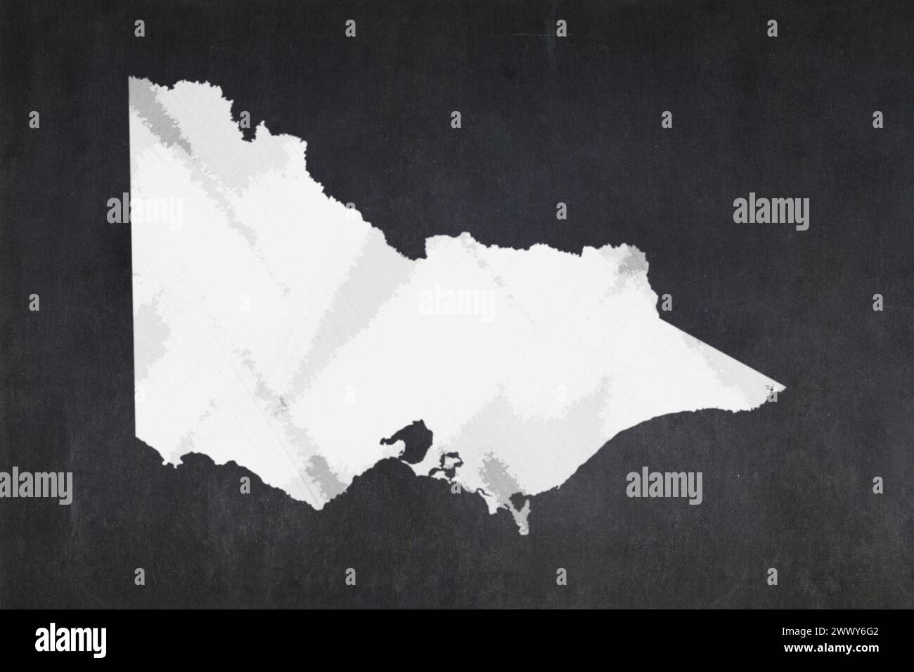 Blackboard with a the map of the State of Victoria (Australia) drawn in ...