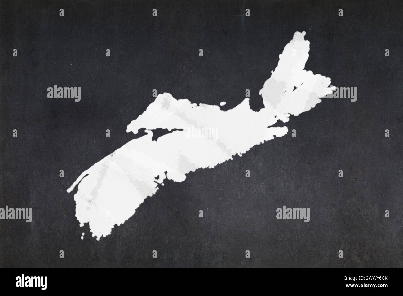 Blackboard with a the map of the province of Nova Scotia (Canada) drawn ...