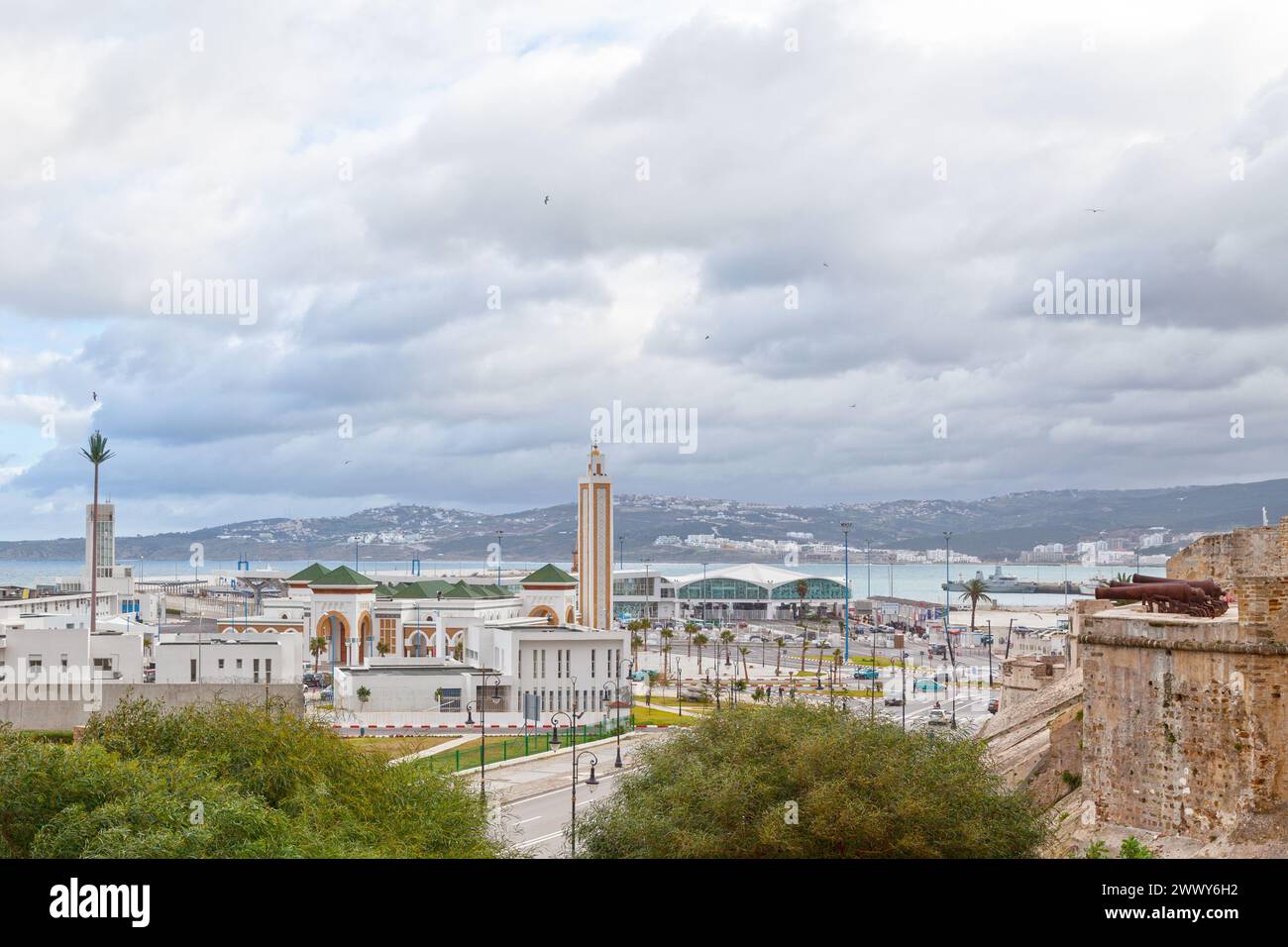 Wall of Tangier with its cannons opposite the port Stock Photo - Alamy