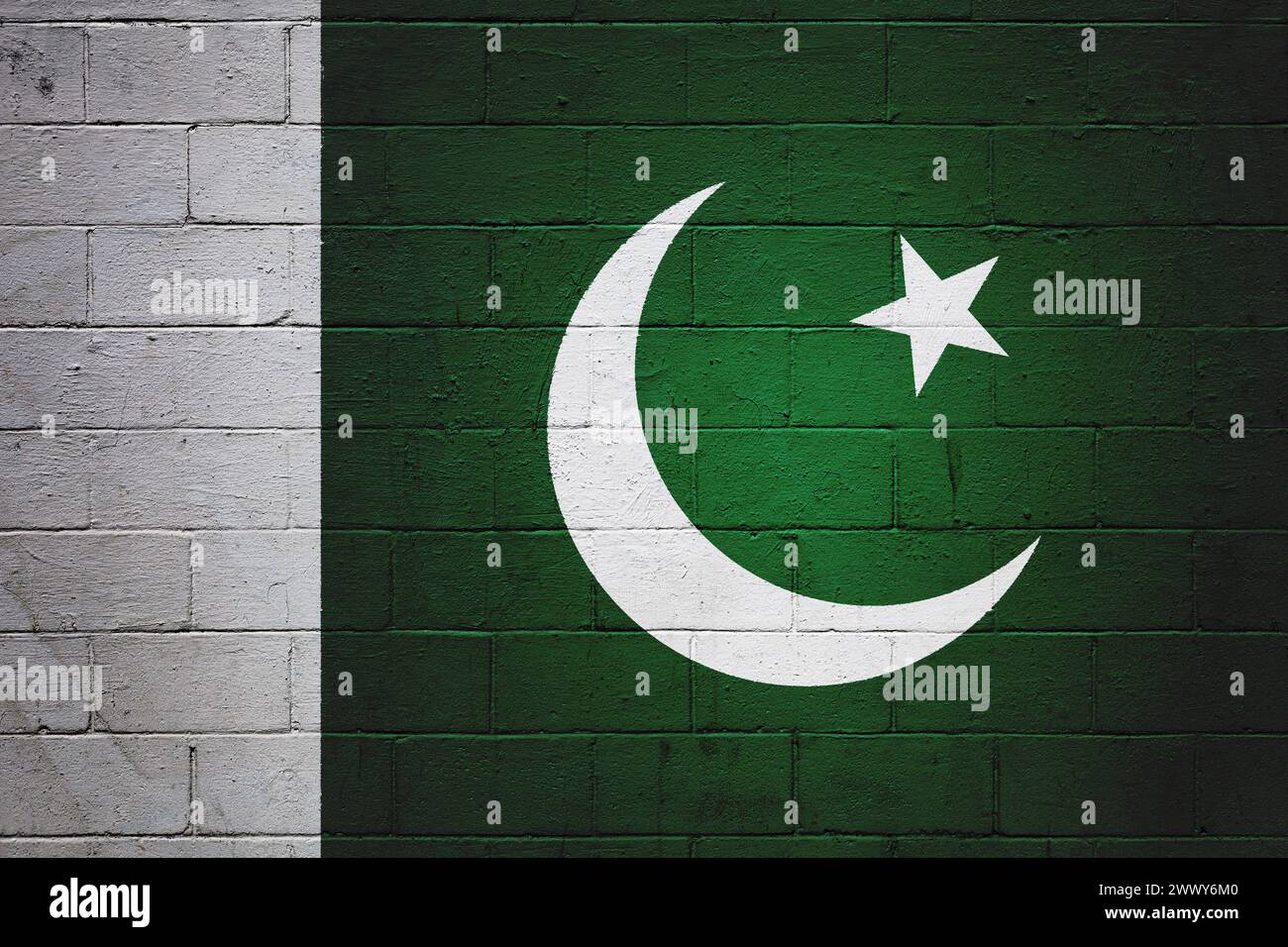 Flag of Pakistan painted on a cinder block wall Stock Photo - Alamy