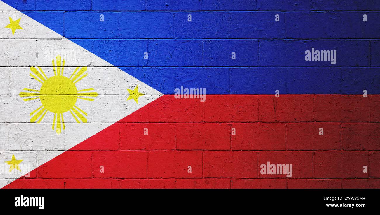 Flag of the Philippines painted on a cinder block wall Stock Photo - Alamy