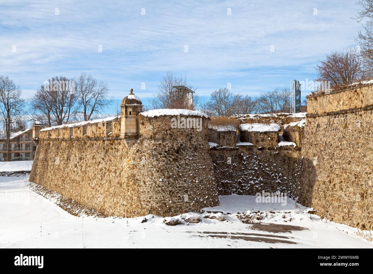 Fortified walls of the village of Mont-Louis in the department of ...