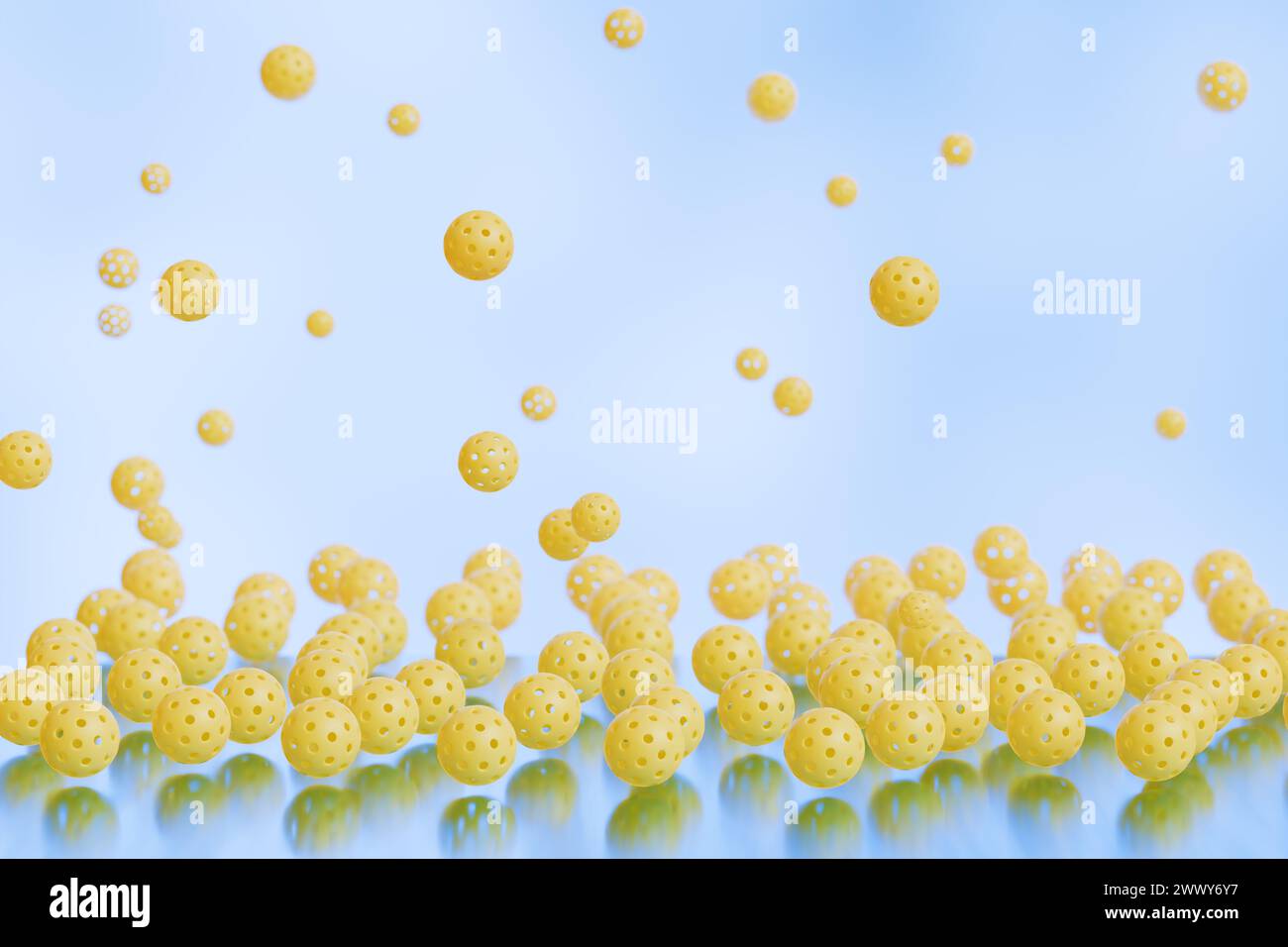 Lots of flying pickleball sports balls. 3d rendering Stock Photo - Alamy