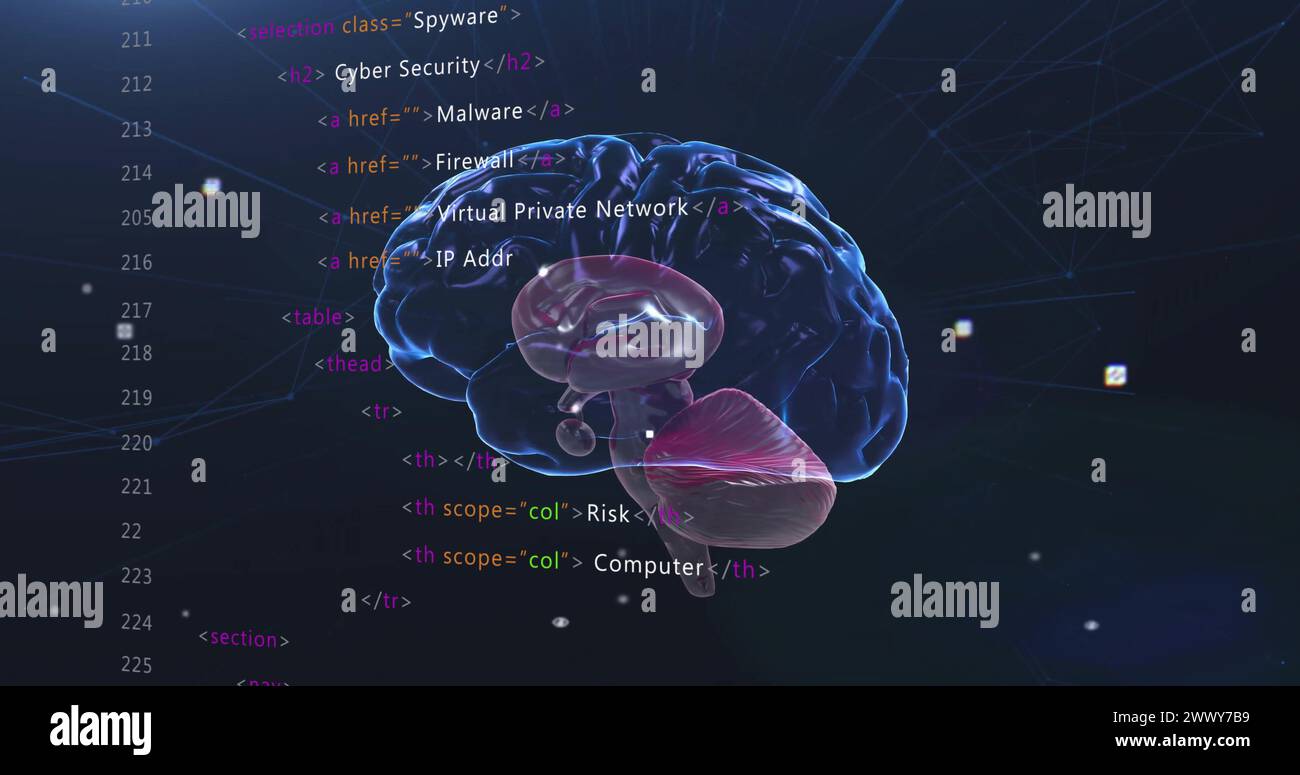Image of human brain and data processing. Global science, research ...