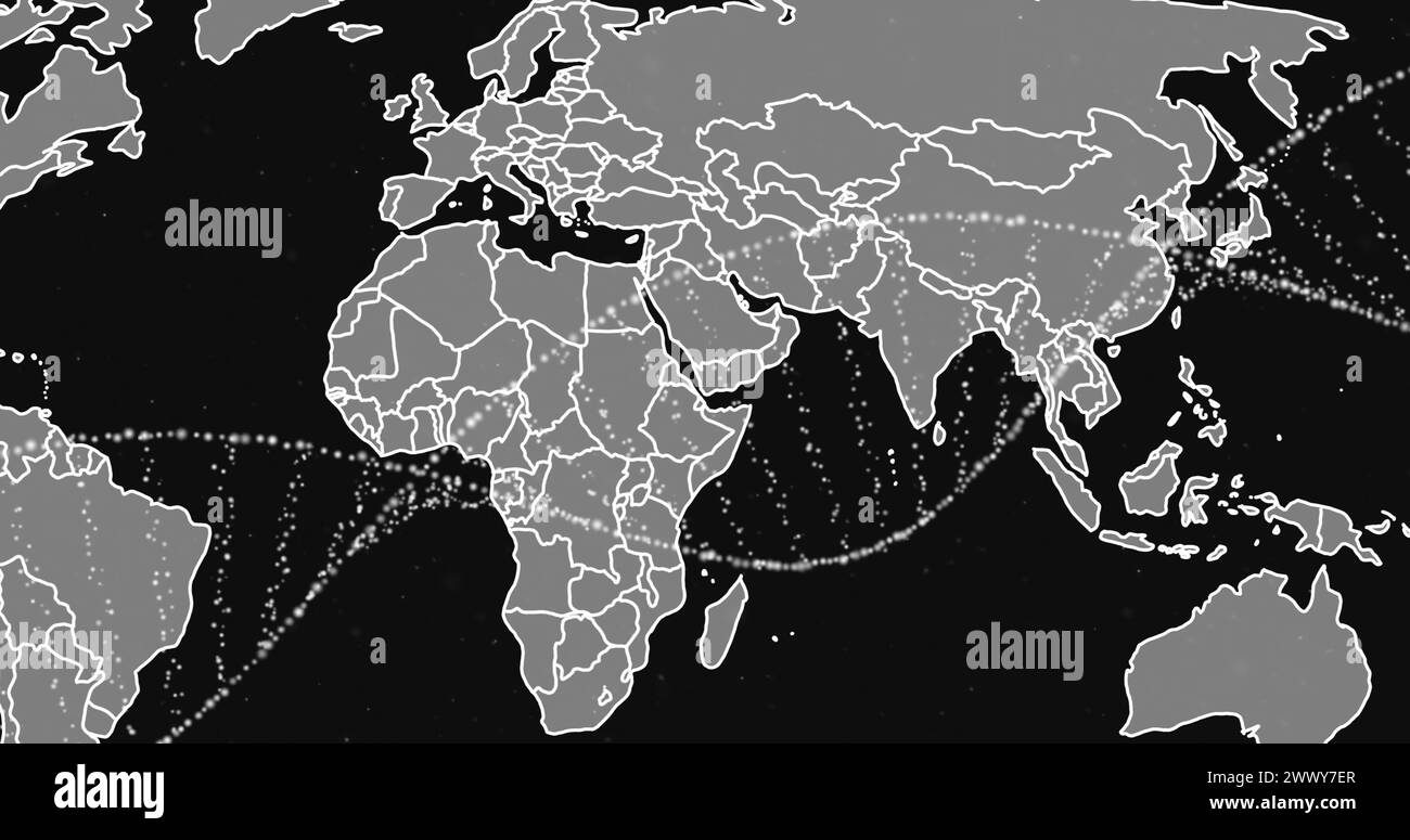 Image of dna strand over world map. Global science, research ...