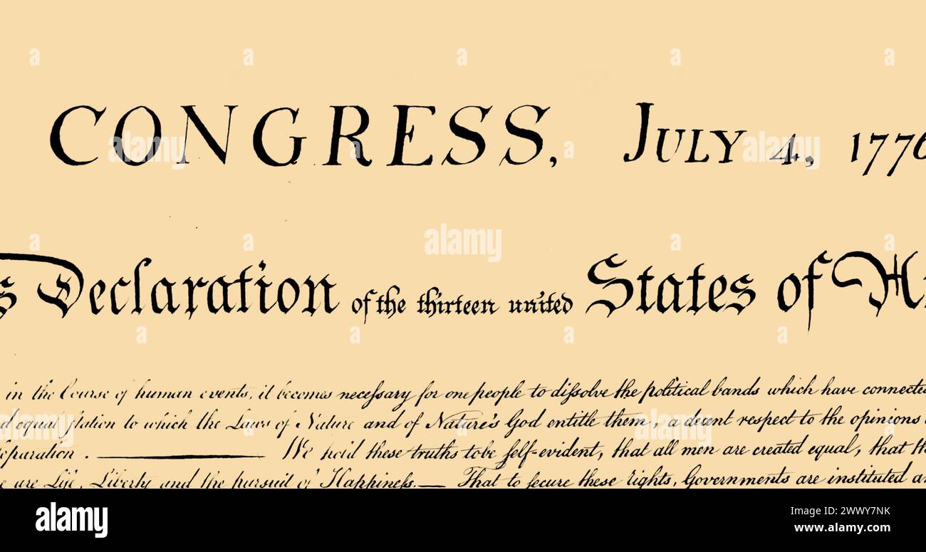 Digital image of written constitution of the United States moving in ...