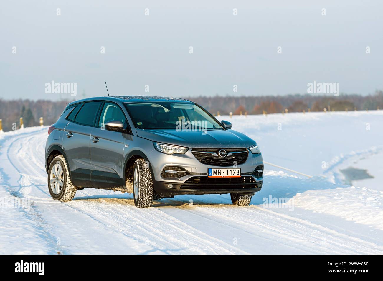 Riga, Latvia - January 16, 2021: Silver 2019 Opel Grandland SUV on a ...