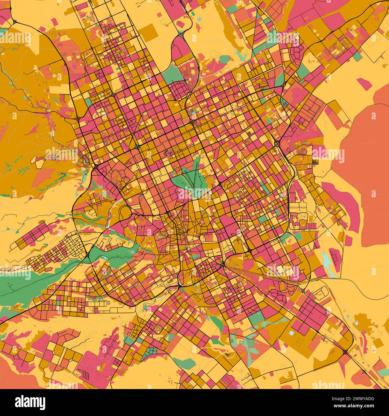 Detailed vector map art of Riyadh, Saudi Arabia Stock Vector Image ...