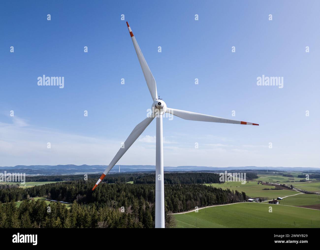 SYMBOL - 21 March 2024, Baden-Württemberg, Bösingen: An Enercon wind ...