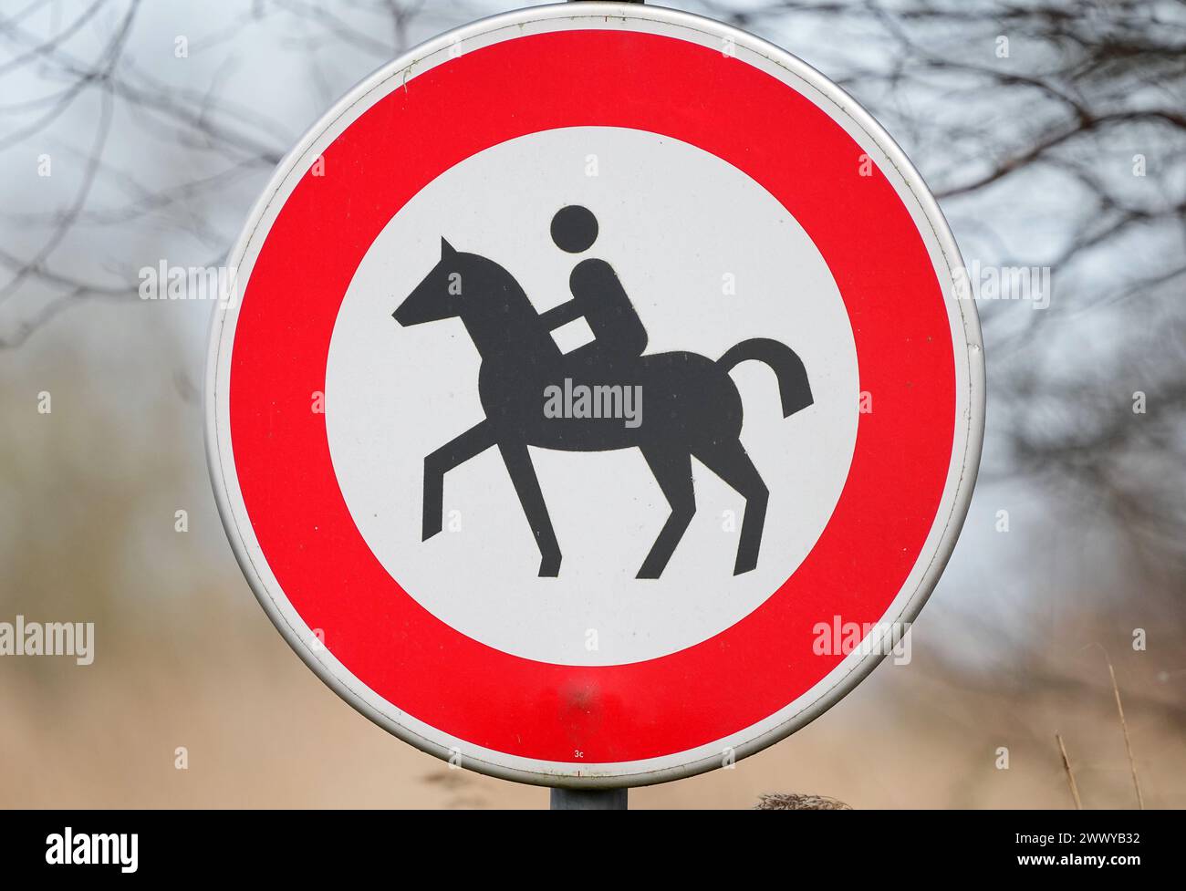 26 March 2024, Brandenburg, Fehrbellin/Ot Linum: A round traffic sign ...