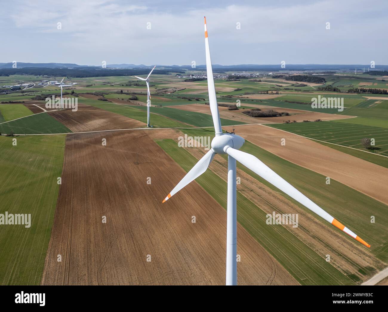 SYMBOL - 21 March 2024, Baden-Württemberg, Bösingen: An Enercon wind ...