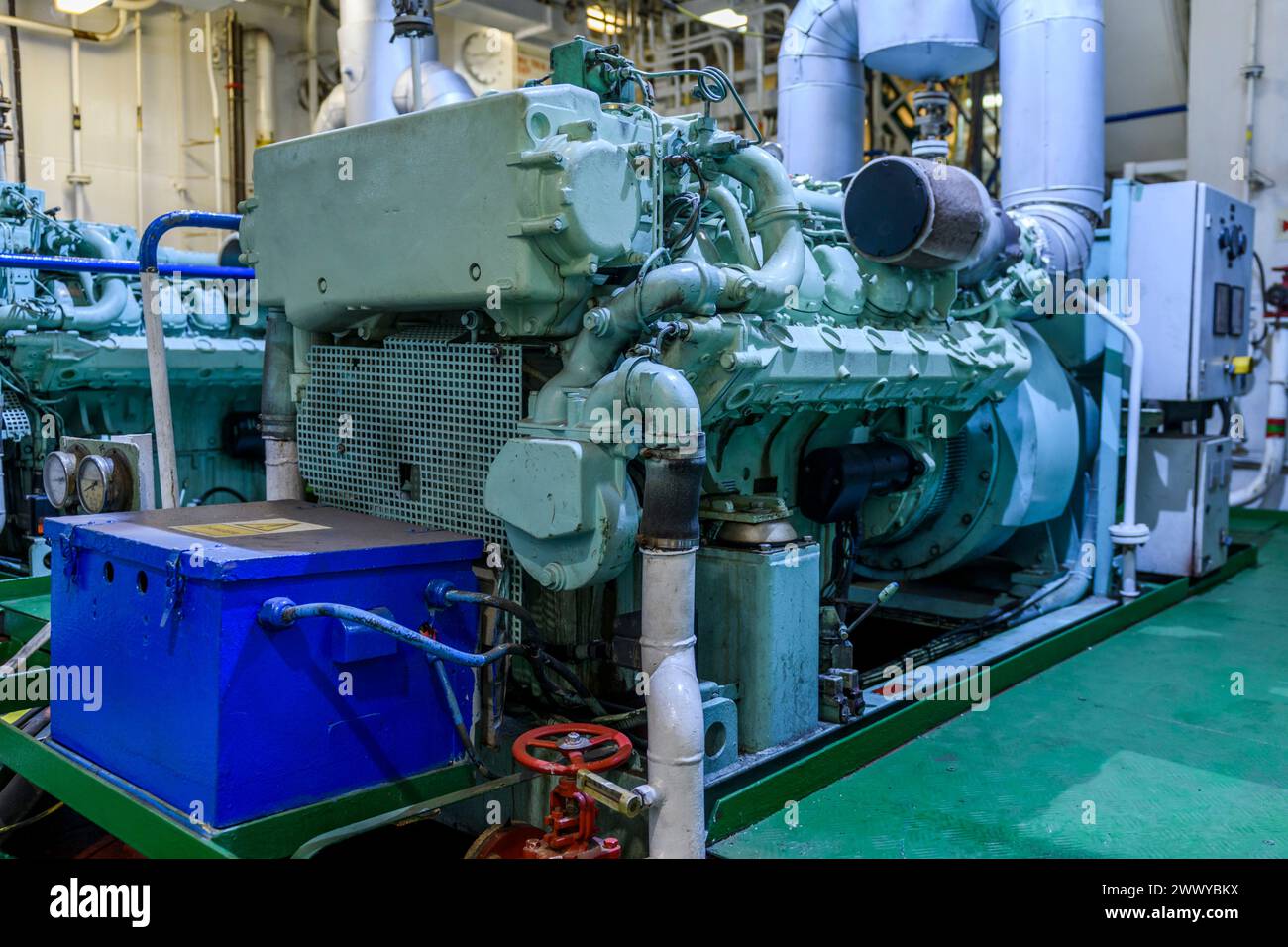 Marine engine. Diesel generator. Engine room interior Stock Photo - Alamy