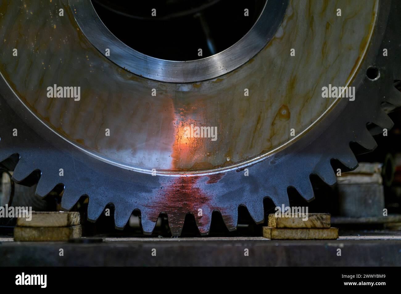 Big steel gear. Engine room. Marine engine. Diesel Stock Photo - Alamy