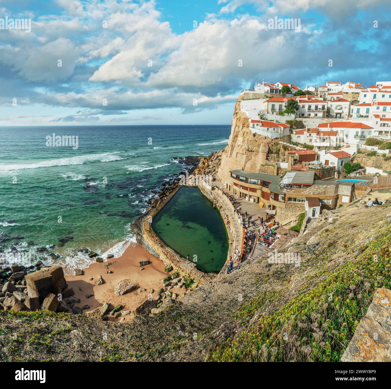 Marvelous view on Azenhas do Mar, small town at Atlantic ocean coast ...