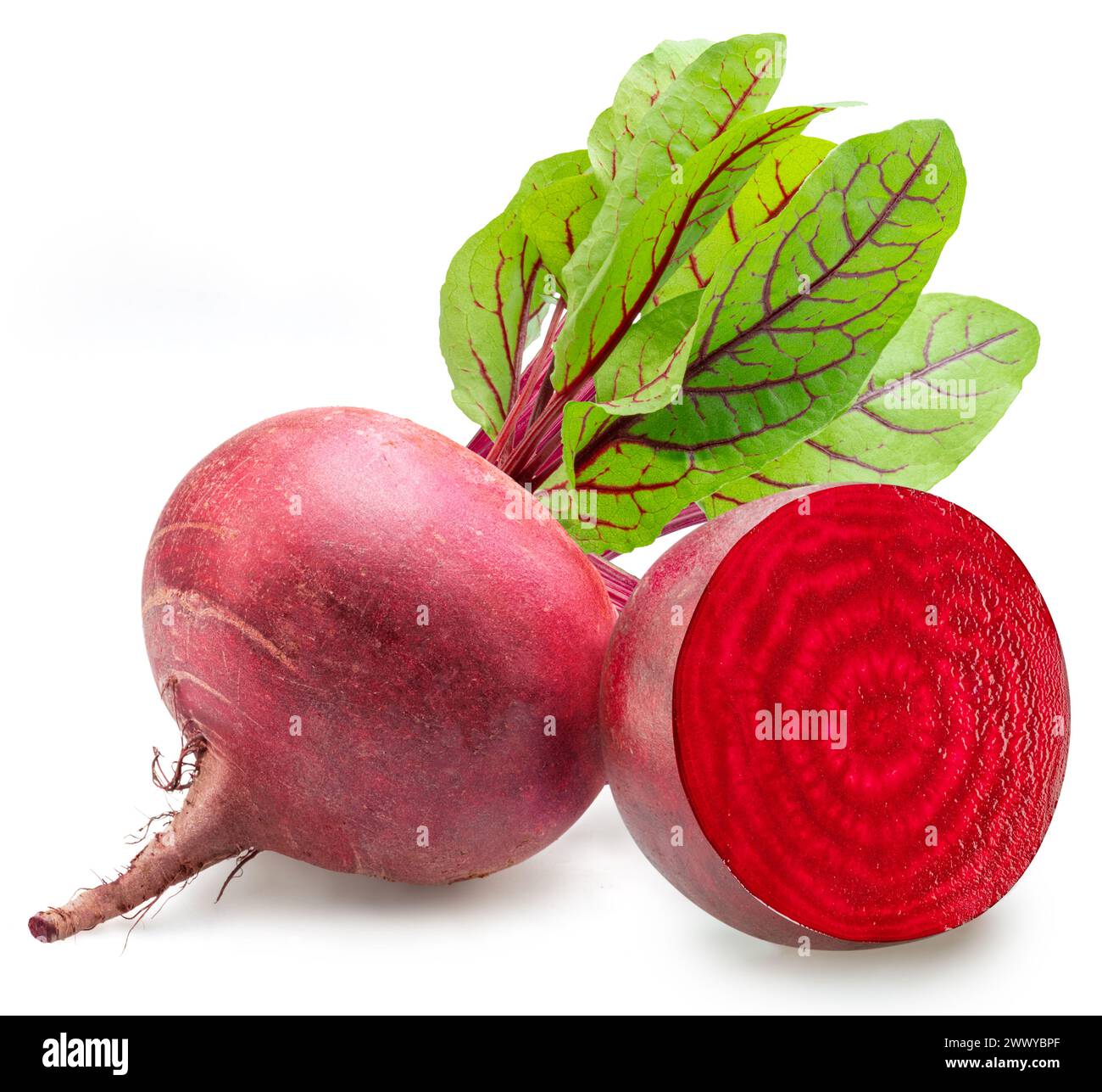 Red beetroot and beetroot cross section isolated on white background ...