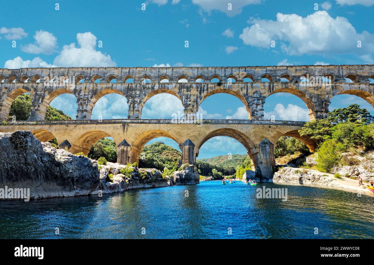 The Pont du Gard is an ancient Roman aqueduct, that is depicted on five ...