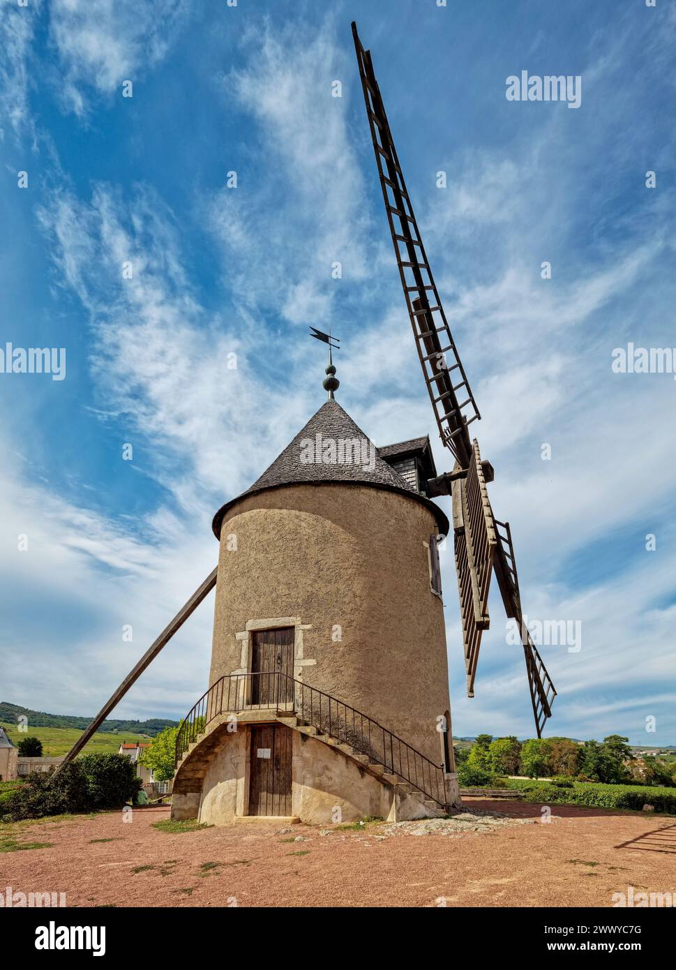 The eponymous windmill of famous french red wine situated near ...