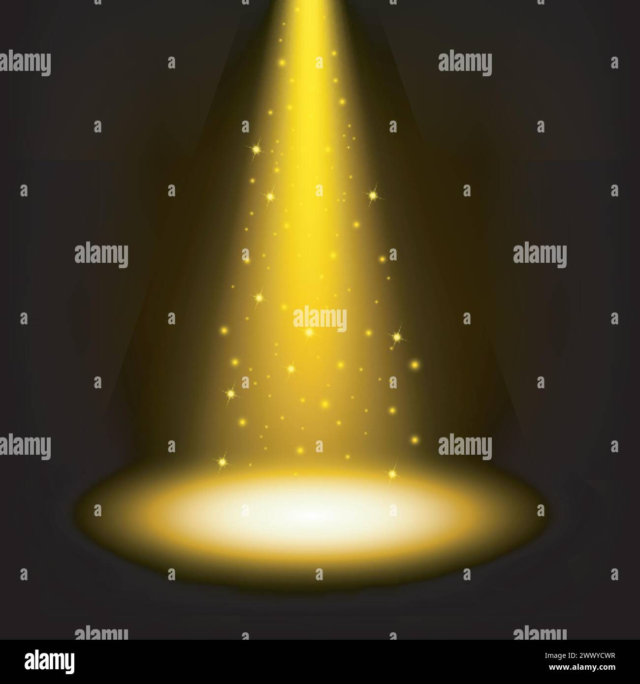 Gold Spotlight Shining with Flying Particles, Vector Illustration Stock ...