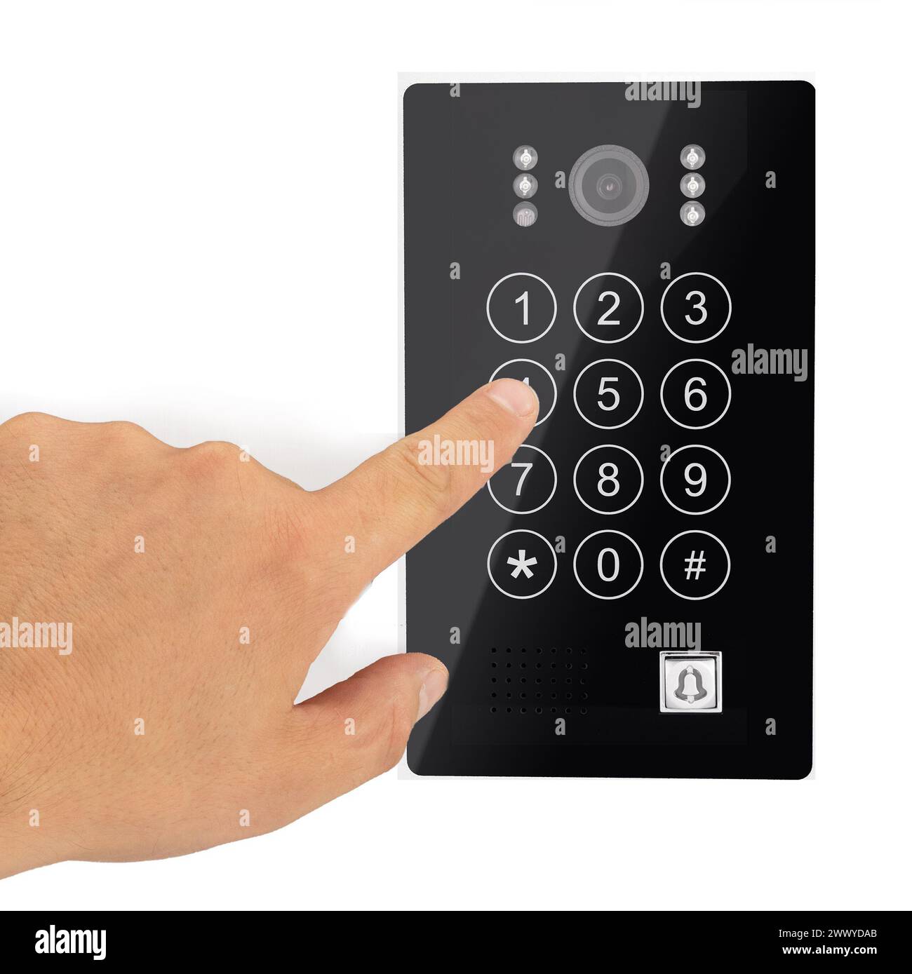 Finger Pressing Code on Security Keypad, Intercom Stock Photo - Alamy