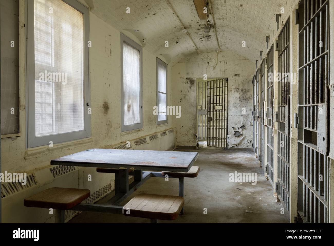 Prison cells in a small prison cell block Stock Photo - Alamy