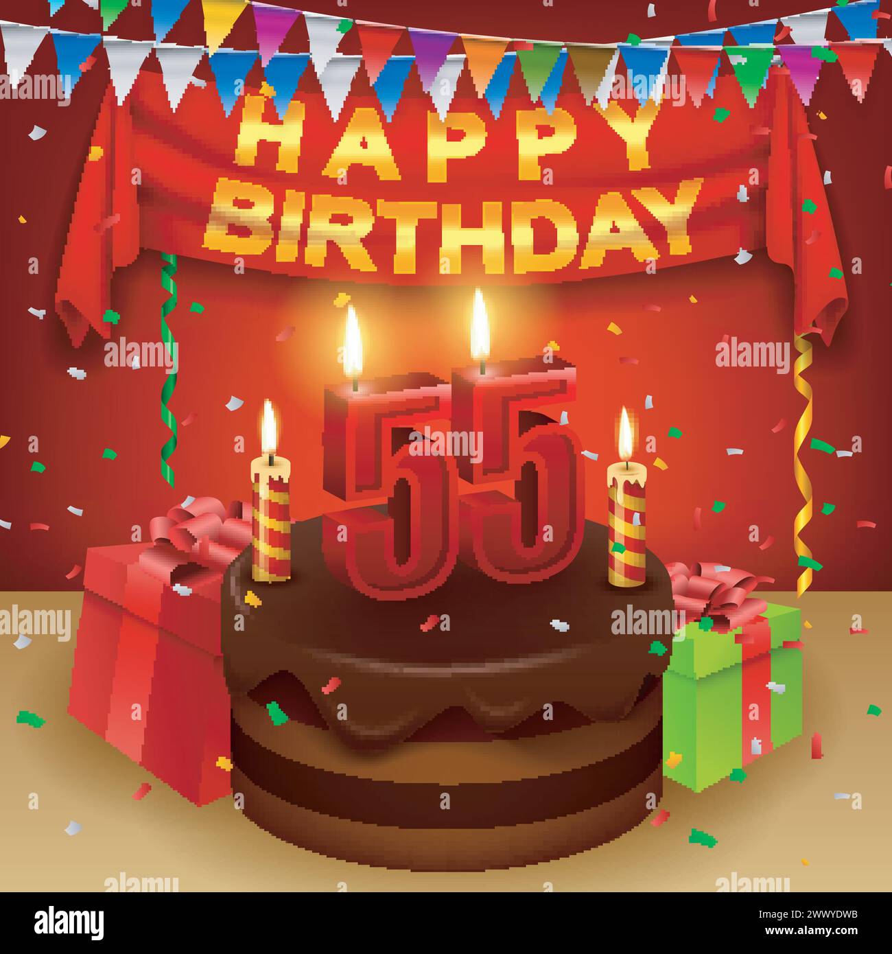 55th birthday cake Stock Vector Images - Alamy