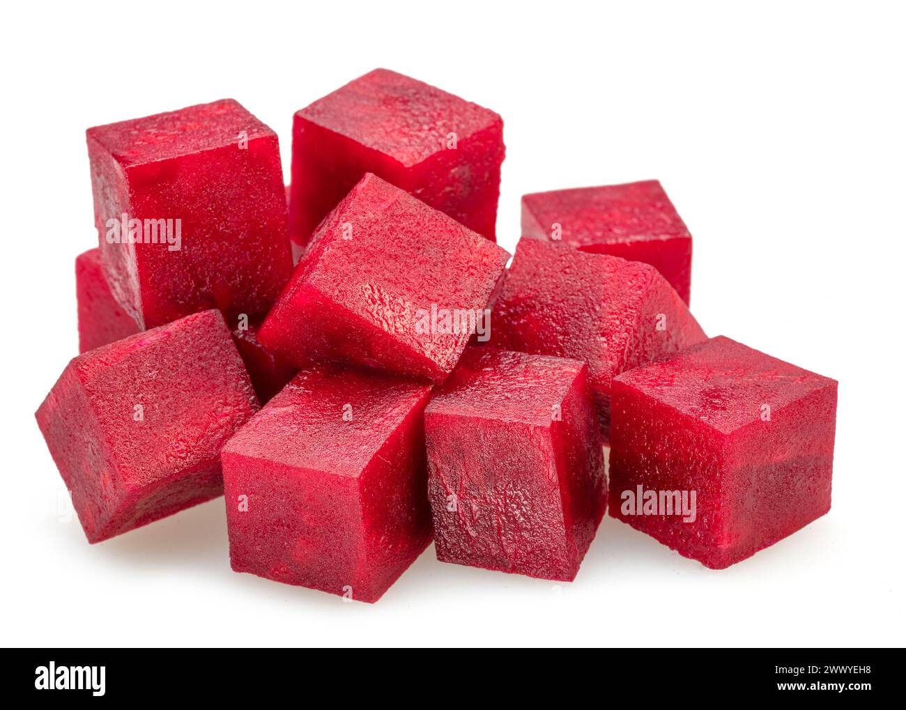 Raw red beetroot cubes isolated on white background Stock Photo - Alamy